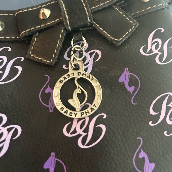Baby Phat | Bags | Baby Phat Black And Purple Shoulder Bag With Gold ...